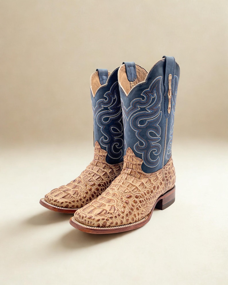 Handcrafted Men's Crocodile Alligator Cowboy Boots/ Square Toe Cowboy ...