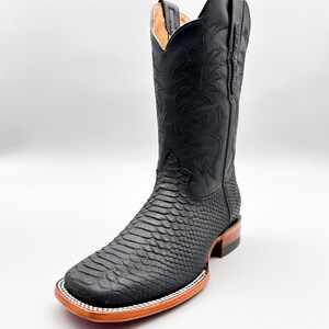 Handcrafted Men's Python Cowboy Boots/ Square Toe Cowboy Boots Snake ...