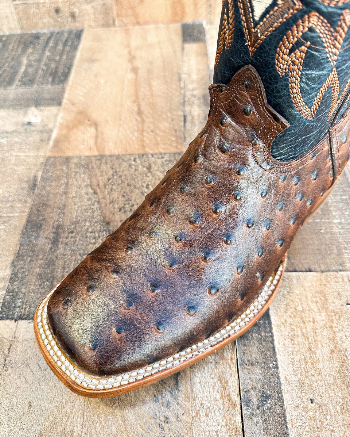 Handcrafted Men's Ostrich Cowboy Boots/ Square Toe Cowboy Boots / Men's ...