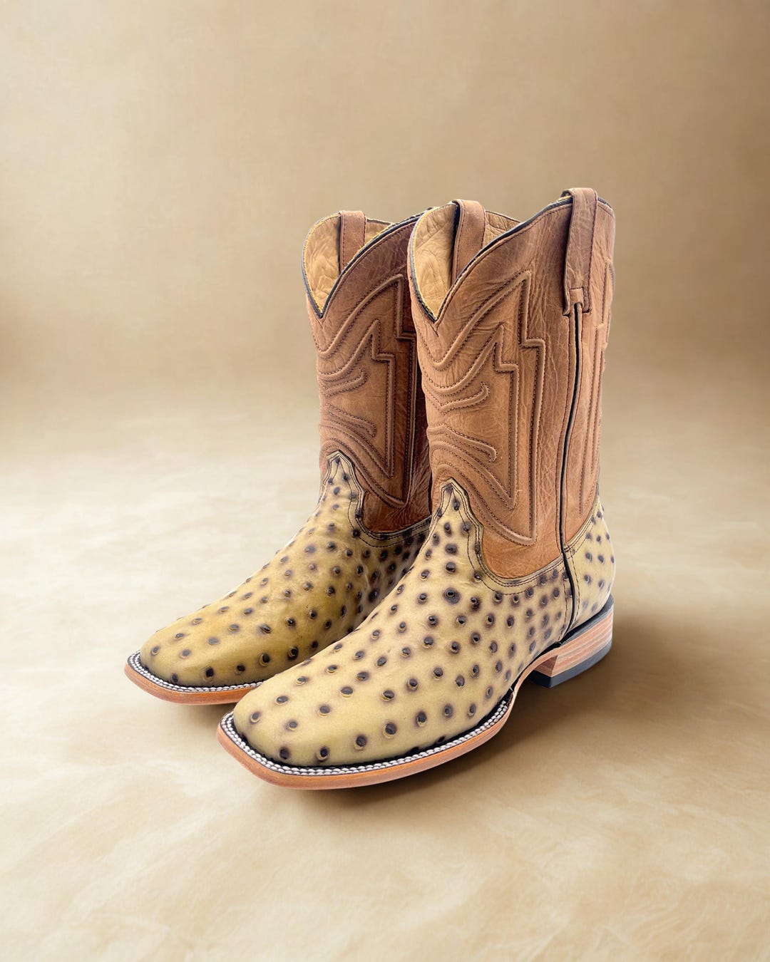Handcrafted Men's Ostrich Cowboy Boots/ Square Toe Cowboy Boots / Men's ...