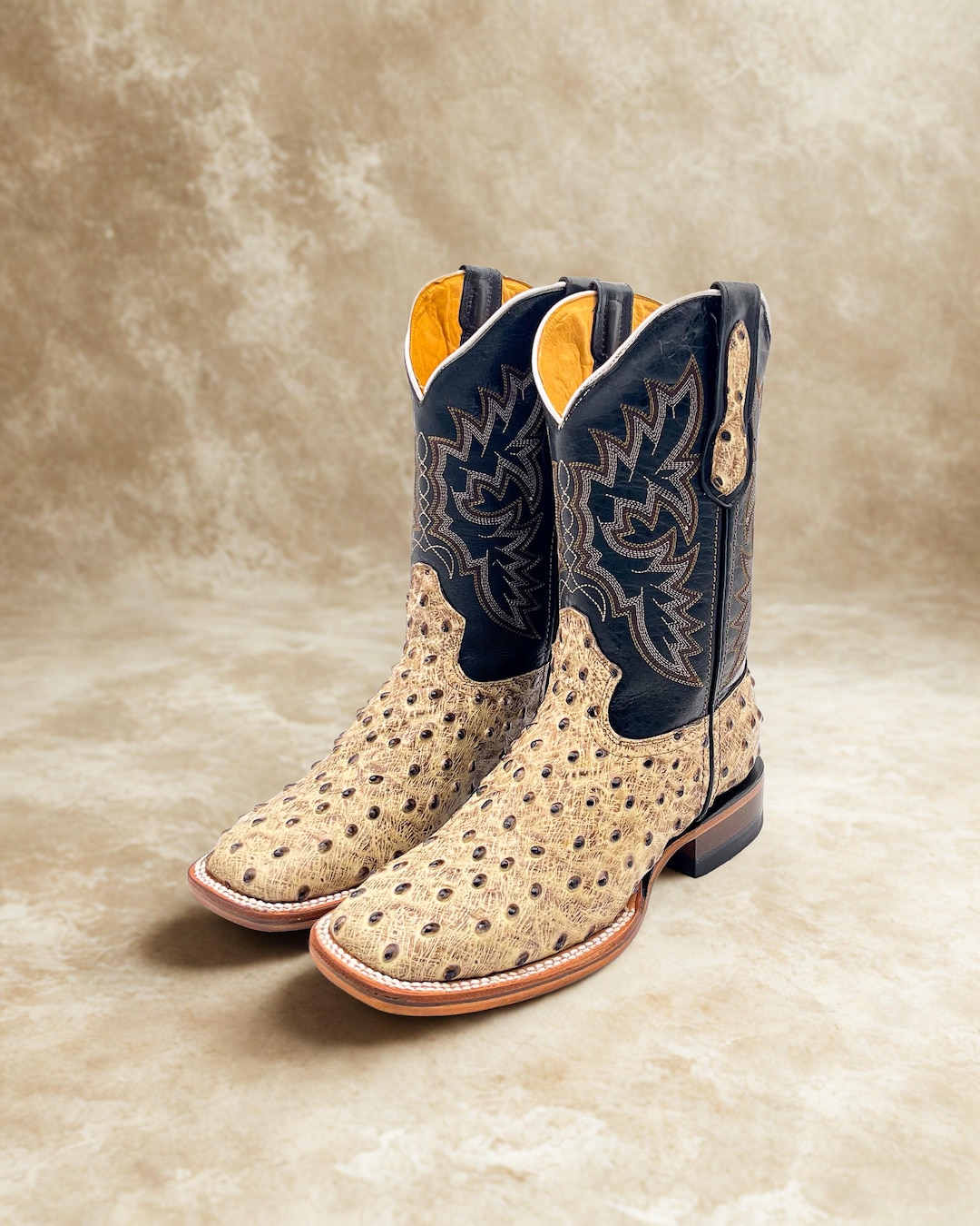 Handcrafted Men's Ostrich Cowboy Boots/ Square Toe Cowboy Boots/ Men's ...