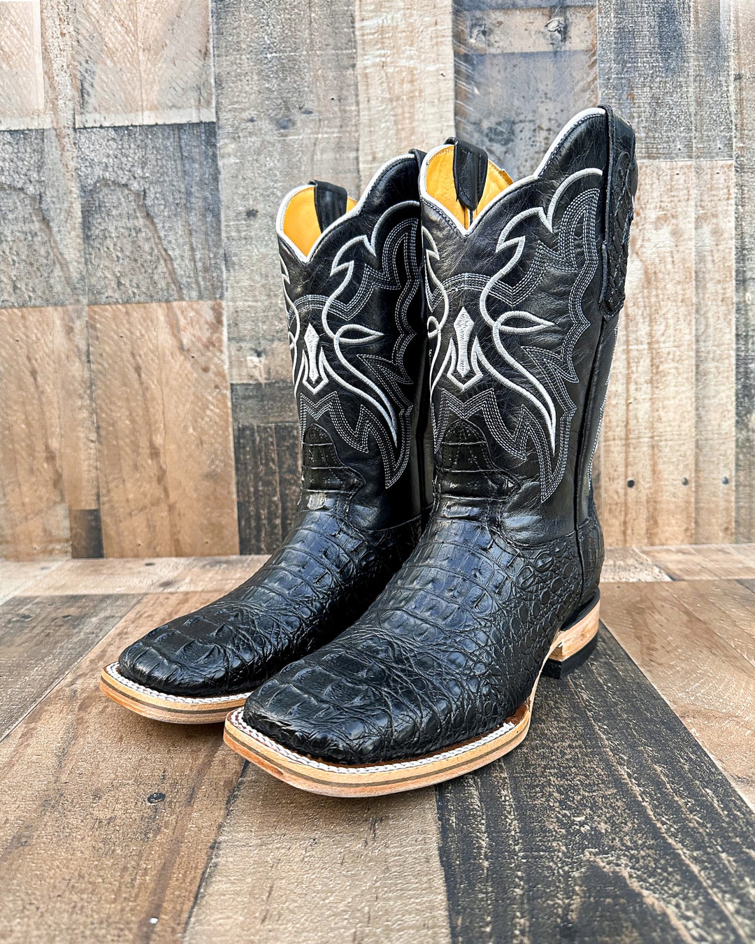Handcrafted Men's Crocodile Alligator Cowboy Boots/ Square Toe Cowboy ...