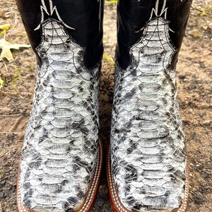 Handcrafted Men's Python Cowboy Boots/ Square Toe Cowboy Boots Snake ...