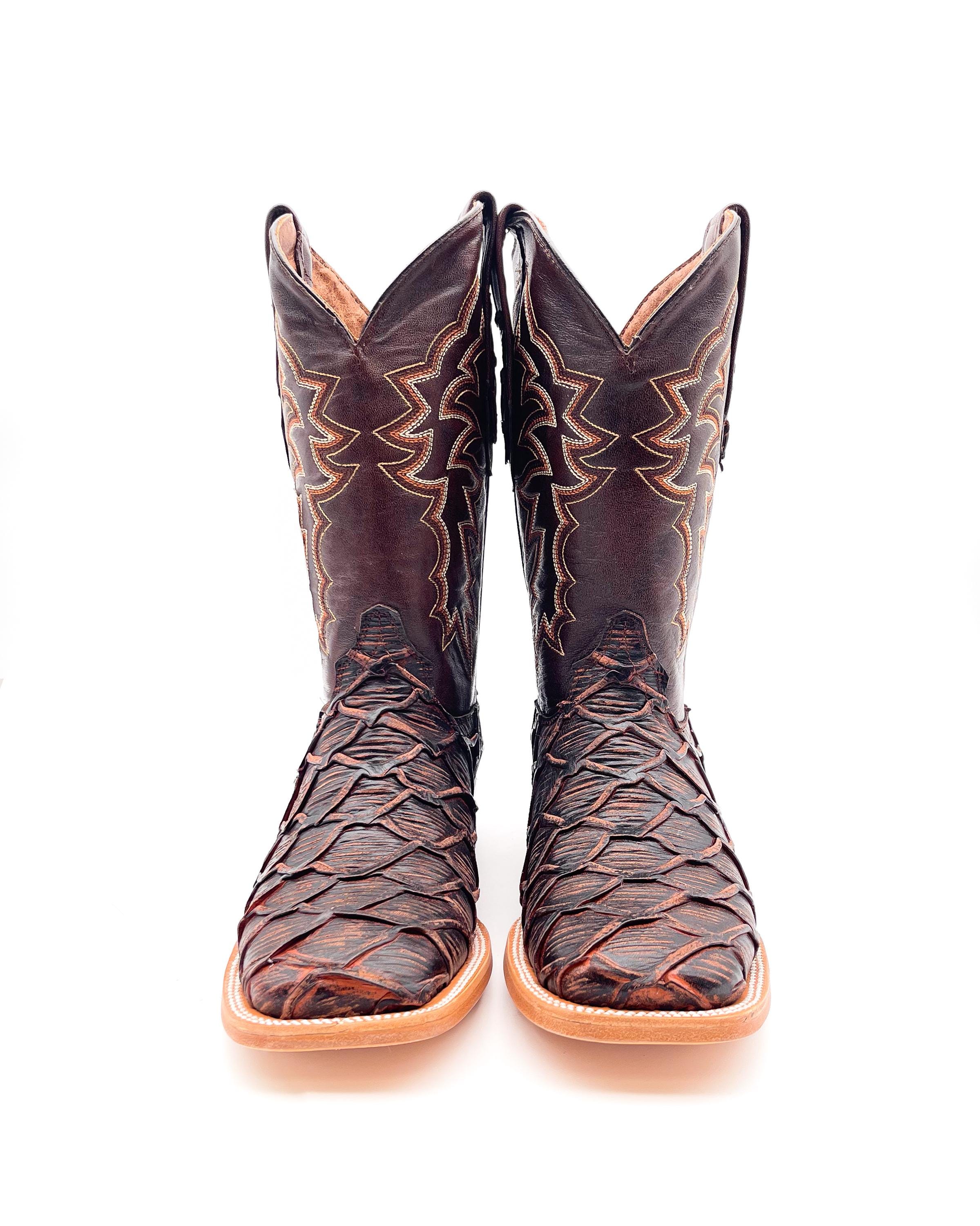 Handcrafted Men's Bass Cowboy Boots/ Square Toe Cowboy Boots Pirarucu ...