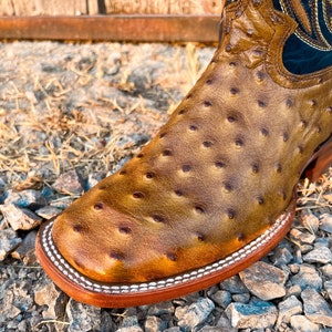 Handcrafted Men's Ostrich Cowboy Boots/ Square Toe Cowboy Boots / Men's ...