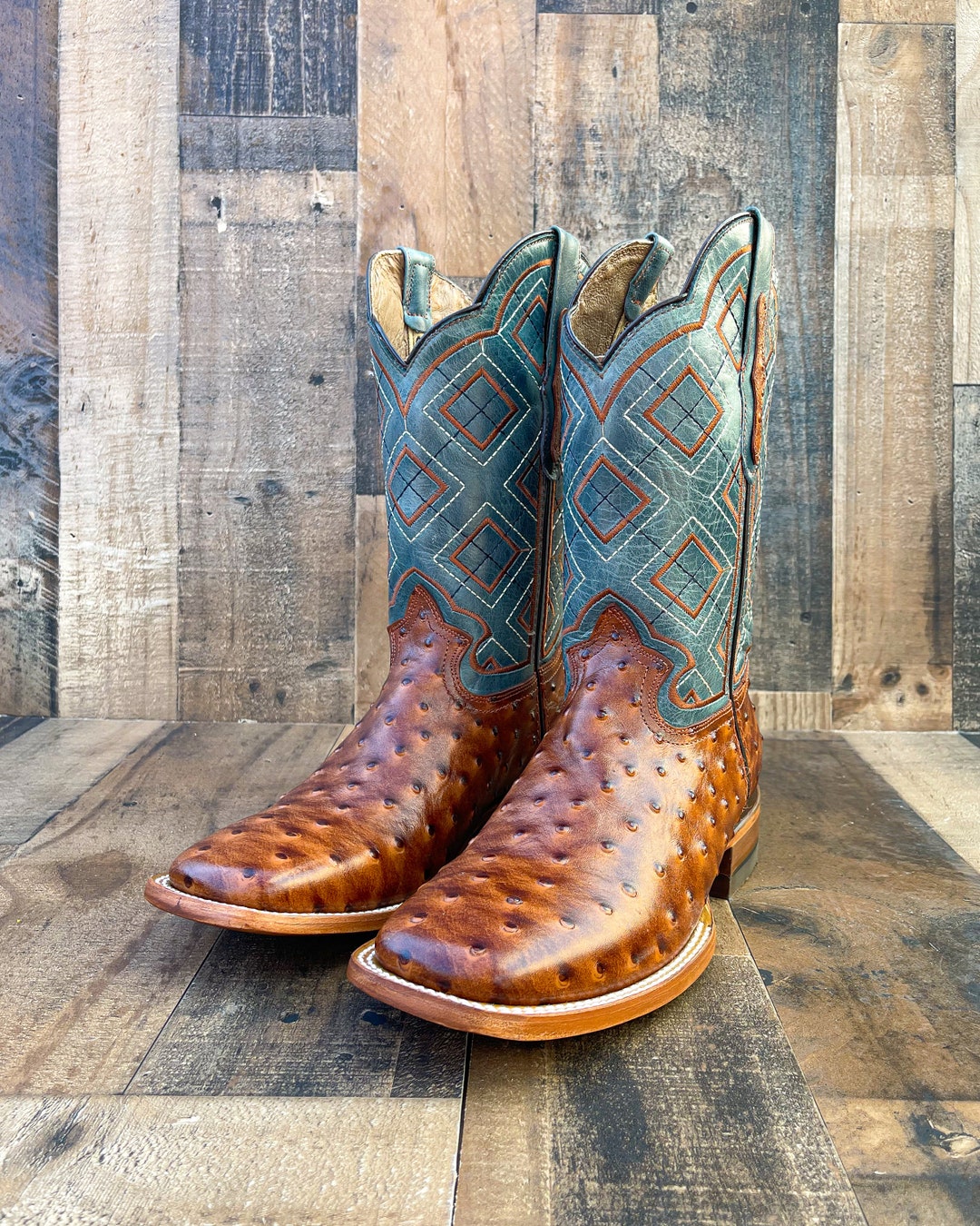 Handcrafted Men's Ostrich Cowboy Boots/ Square Toe Cowboy Boots/ Men's ...
