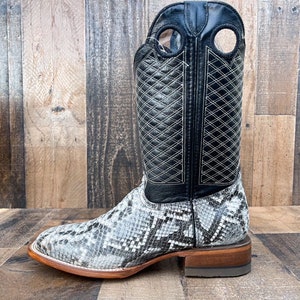 Handcrafted Men's Python Cowboy Boots/ Square Toe Cowboy Boots Snake ...