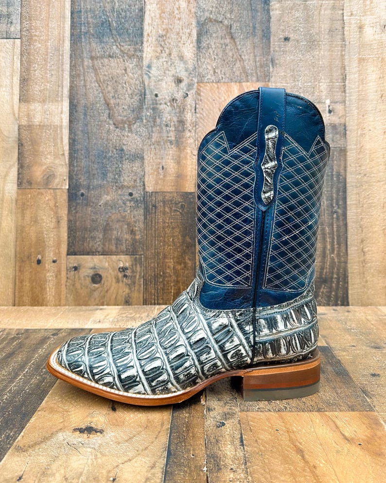 Handcrafted Men's Crocodile Alligator Cowboy Boots/ Square Toe Cowboy ...