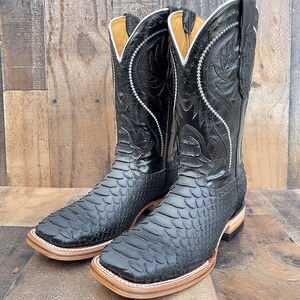 Handcrafted Men's Python Cowboy Boots/ Square Toe Cowboy Boots Snake ...