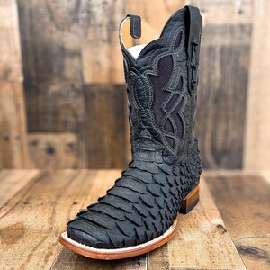 Handcrafted Men's Python Cowboy Boots/ Square Toe Cowboy Boots Snake ...