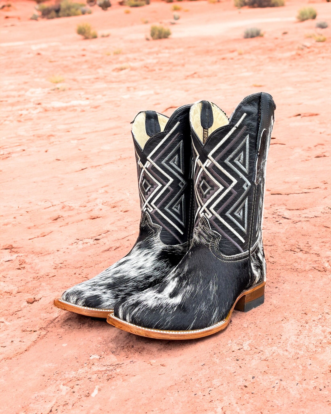 Handcrafted Men's Cowhide Cowboy Boots/ Square Toe Cowboy Boots Cowhide ...