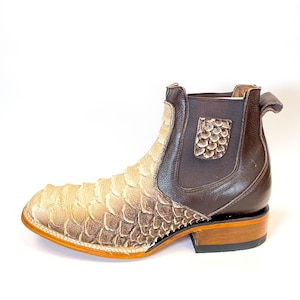 Handcrafted Men's Python Cowboy Ankle Boots/ Square Toe Cowboy Boots ...