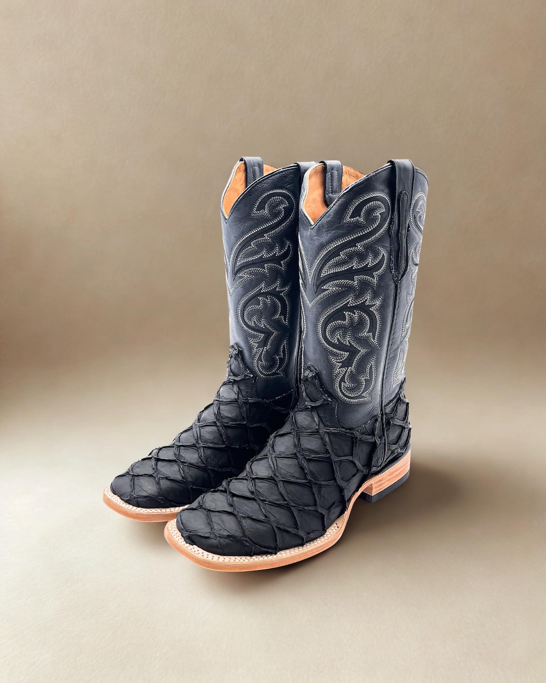 Handcrafted Men's Bass Cowboy Boots/ Square Toe Cowboy Boots Pirarucu ...