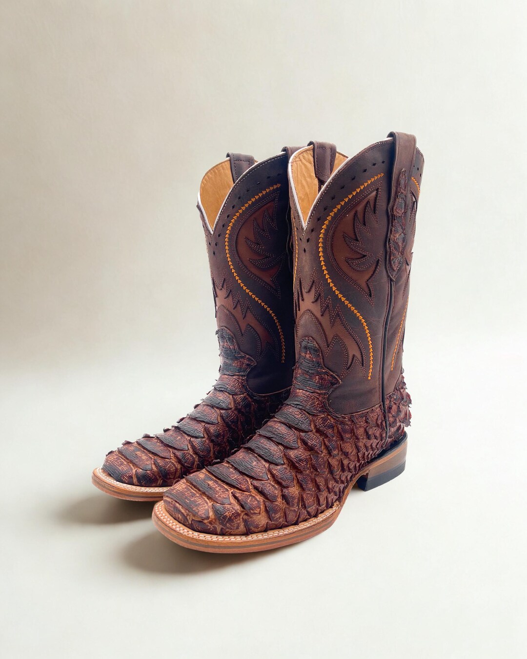 Handcrafted Men's Python Cowboy Boots/ Square Toe Cowboy Boots Snake ...