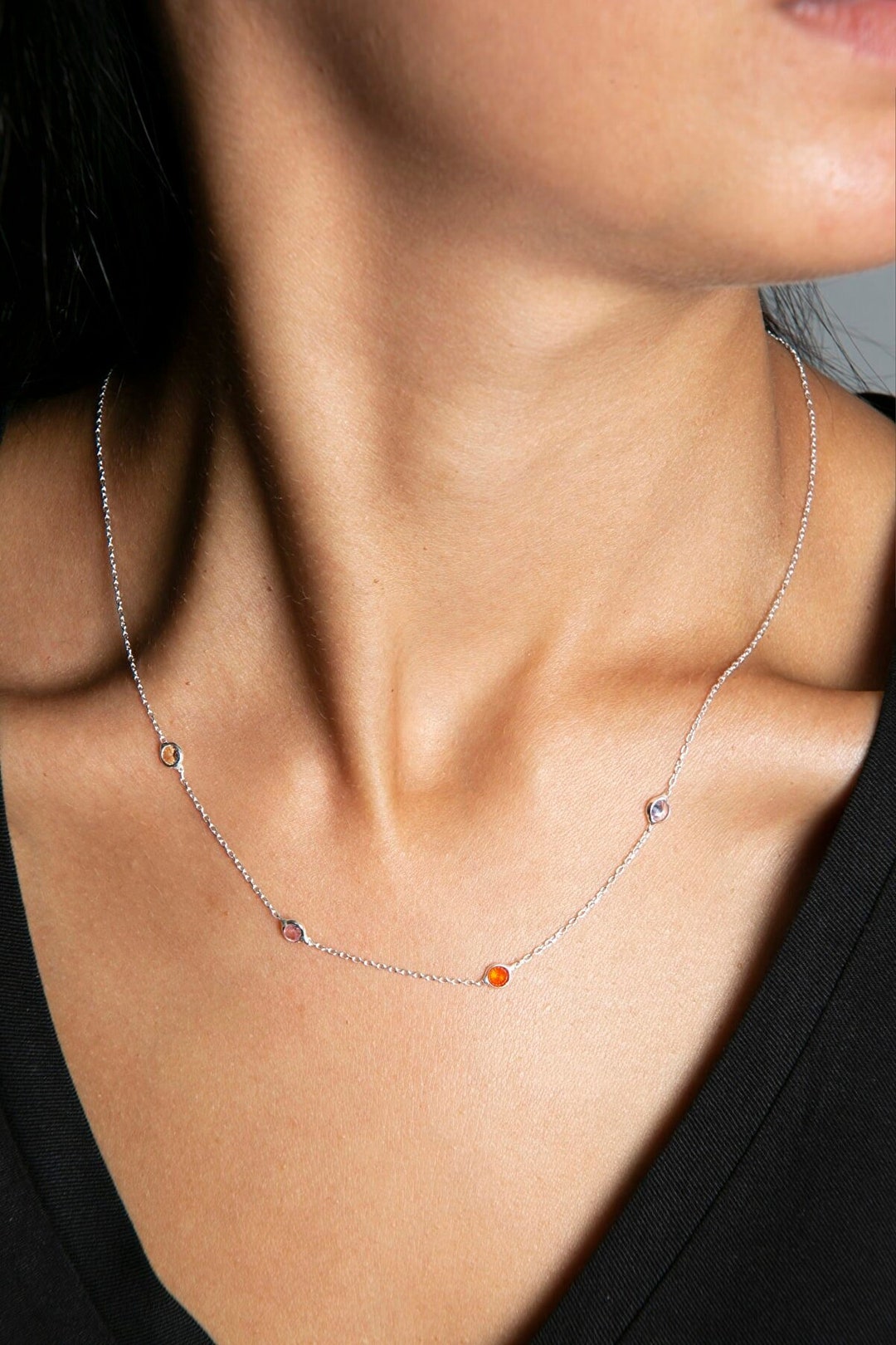 Gold Birthstone Necklace, Minimalist Birthstone Necklace, Family ...