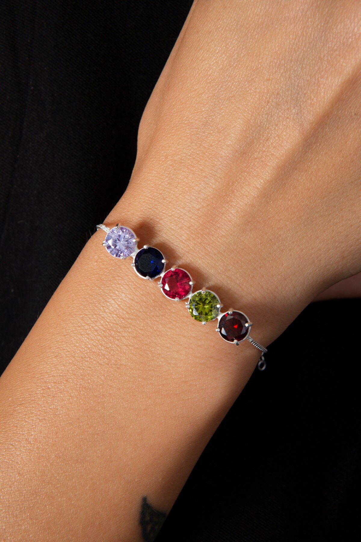 Gold Birthstone Bracelet, Box Chain Birthstone Bracelet, Family ...