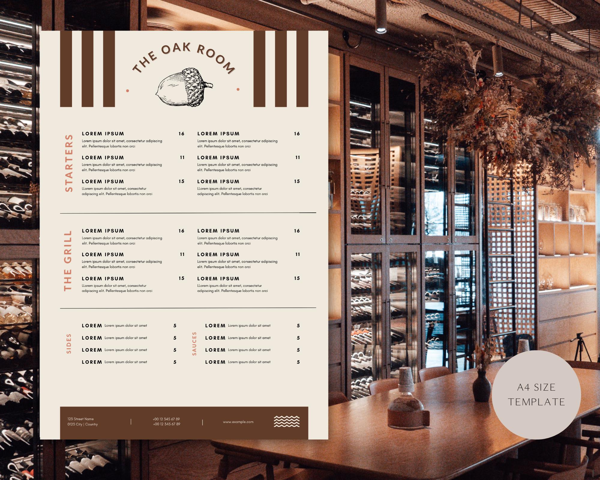 Editable Grill Restaurant Menu Template – Modern Food Menu, Steakhouse ...