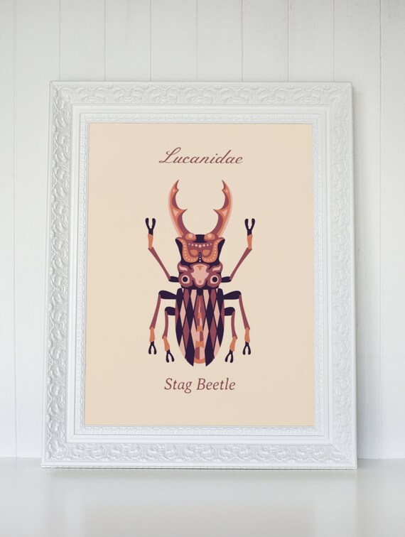 Stag Beetle Bug Prints Bug Art Printable Art Beetle Print - Etsy