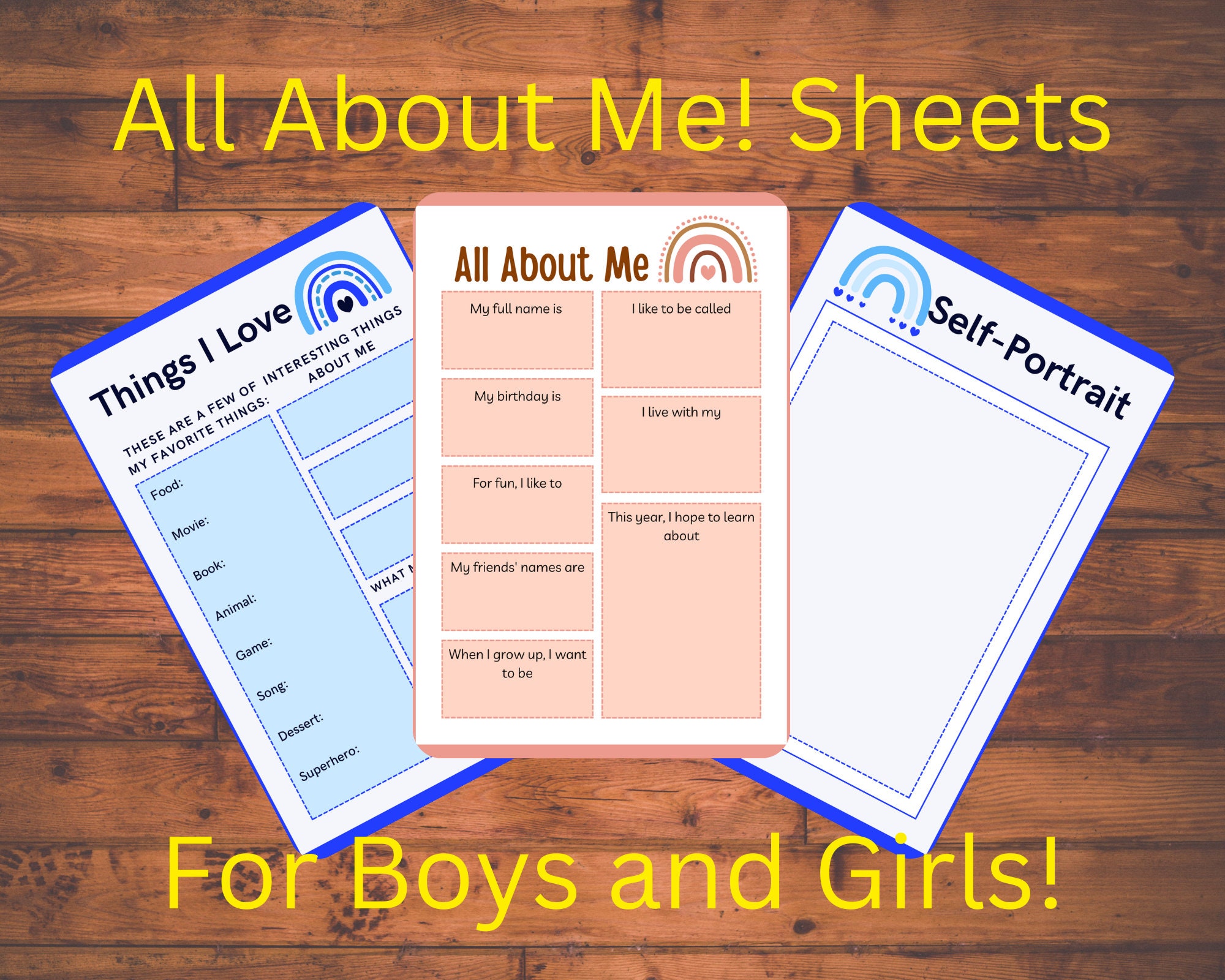 All About Me Printable Coloring Sheets for Kids Printable - Etsy