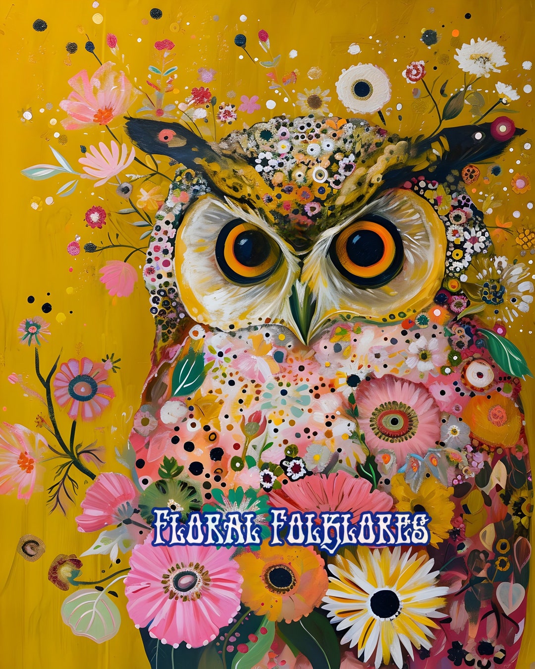 Boho Botanical Floral Owl Print, Whimsical Owl Art, Contemporary Owl ...