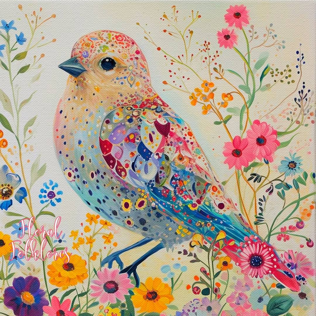 Whimsical Pastel Colored Bird Print , Whimsical Bird Art, Contemporary ...
