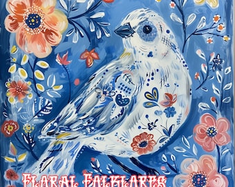 Whimsical Hummingbird Print , Whimsical Bird Art, Contemporary Bird Art ...