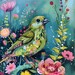 Whimsical Red Bird Print , Whimsical Bird Art, Contemporary Bird Art ...
