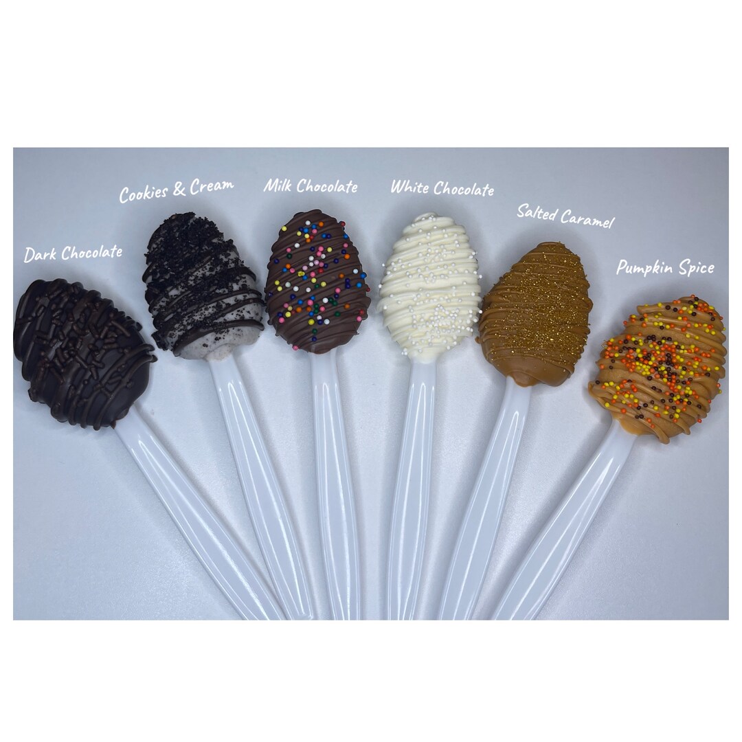 Set of 12 Individually Wrapped Chocolate Spoons | Coffee Stir Sticks ...