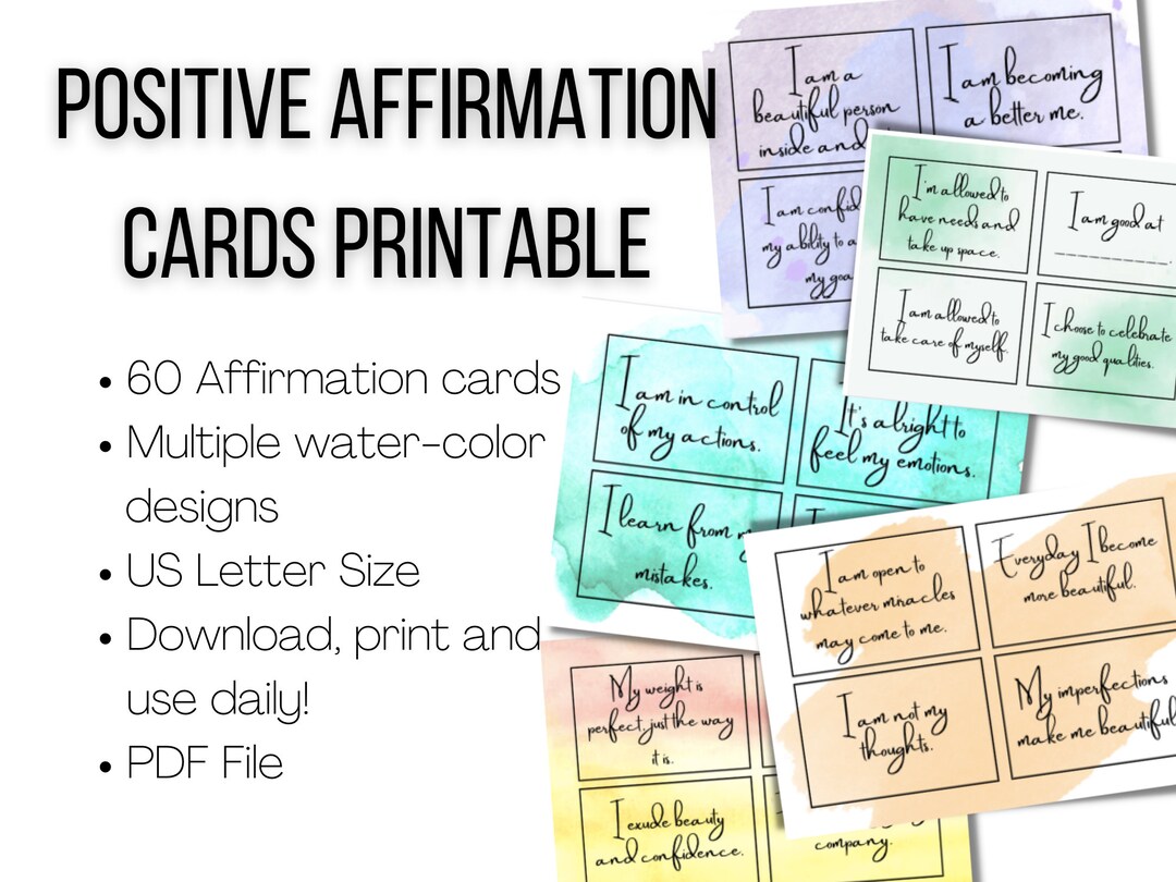 Affirmation Cards, 60 Positive Affirmations Cards, Motivational Cards ...