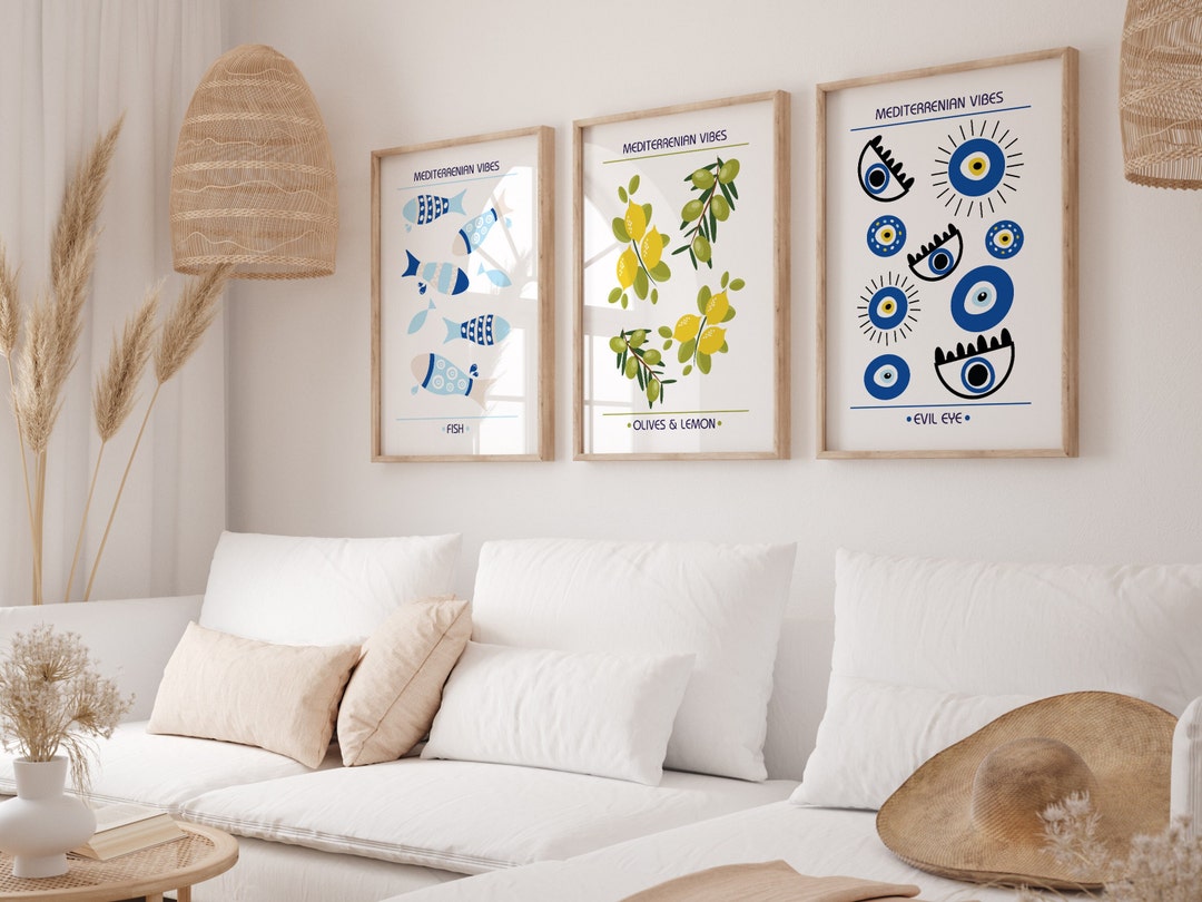 Mediterranean Style Posters Set of 4 Artful Mediterranean Decor Print ...