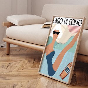 Lago Di Como Wall Poster, Italy Summer Vibes, Abstract Vintage Style ...