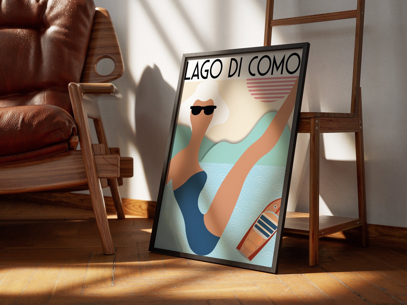 Lago Di Como Wall Poster, Italy Summer Vibes, Abstract Vintage Style ...