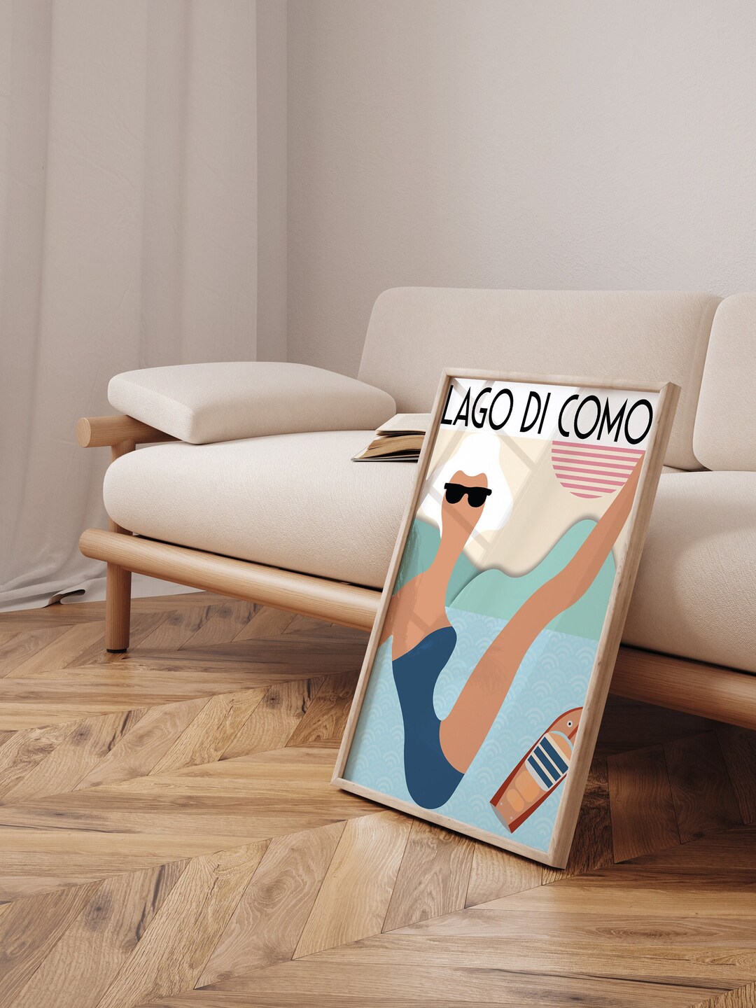 Lago Di Como Wall Poster, Italy Summer Vibes, Abstract Vintage Style ...