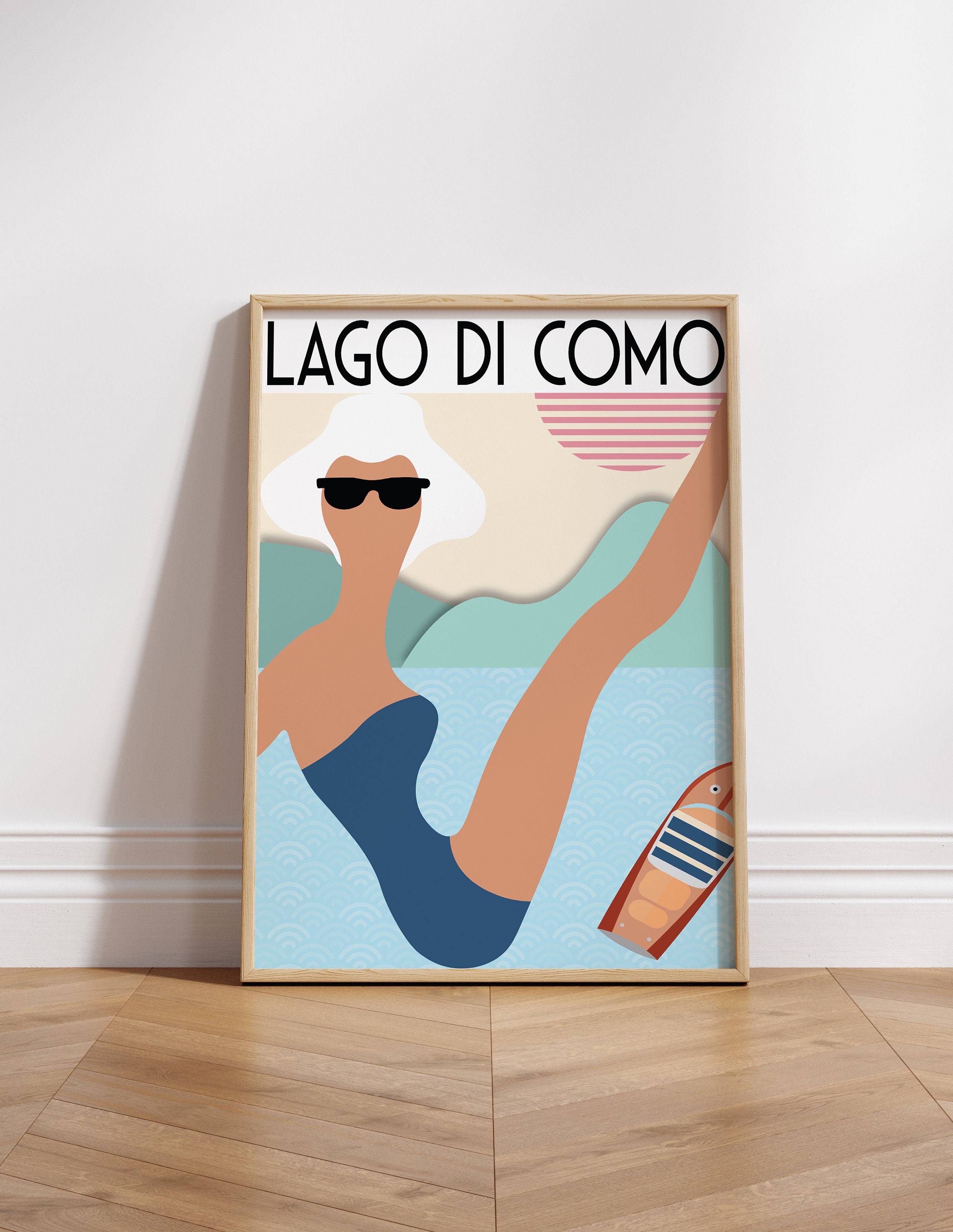 Lago Di Como Wall Poster, Italy Summer Vibes, Abstract Vintage Style ...