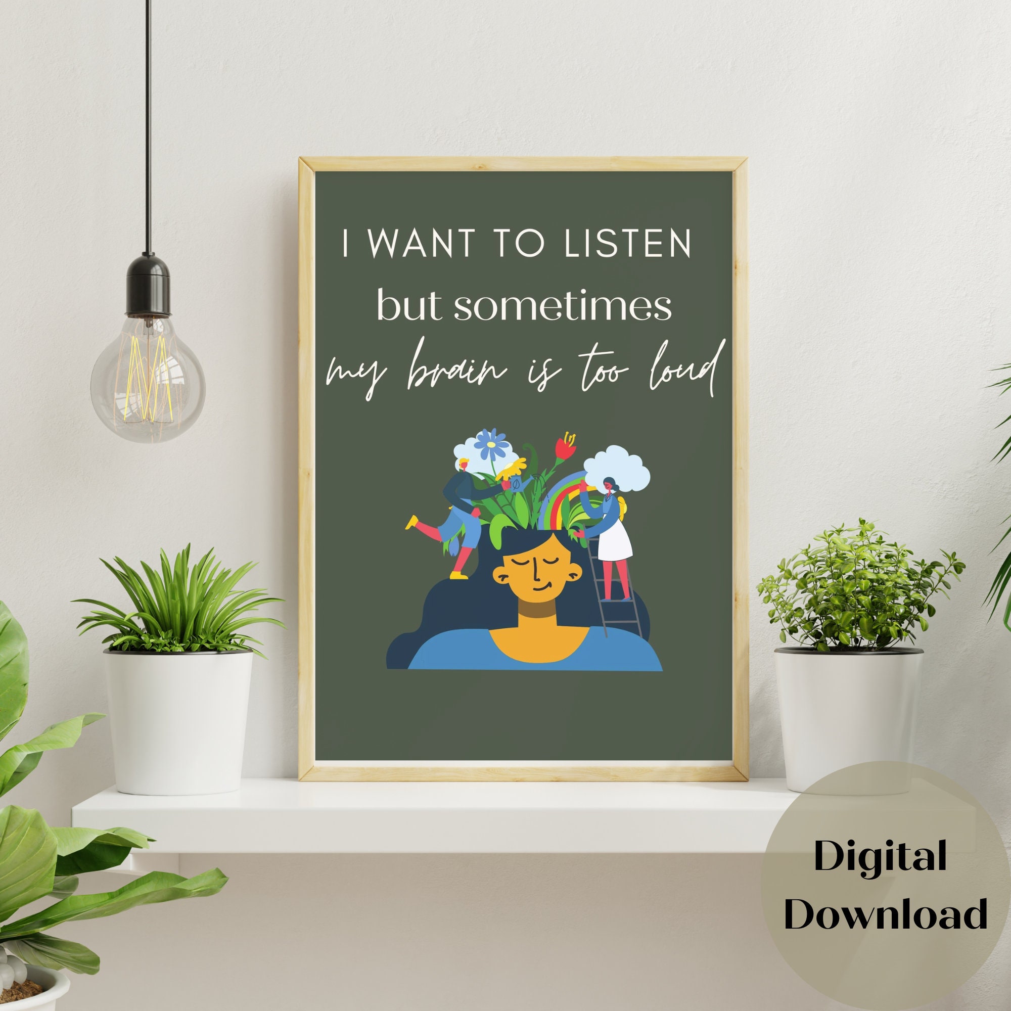 My Brain is Too Loud ADHD Printable Mental Health Poster - Etsy