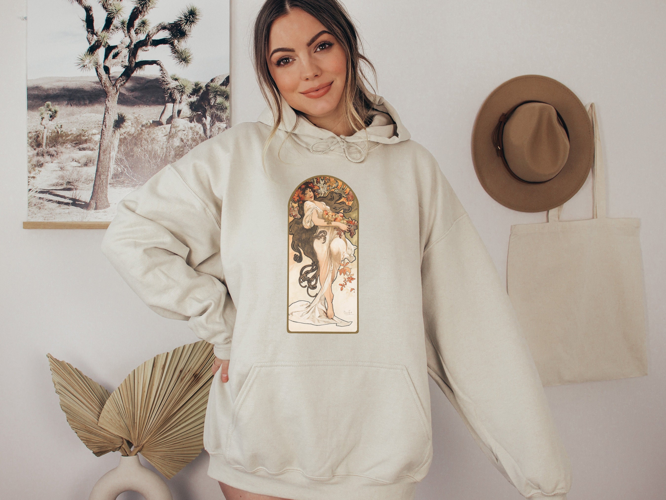 Art Nouveau Aesthetic Alphonse Mucha Fall Goddess Hoodie - Etsy