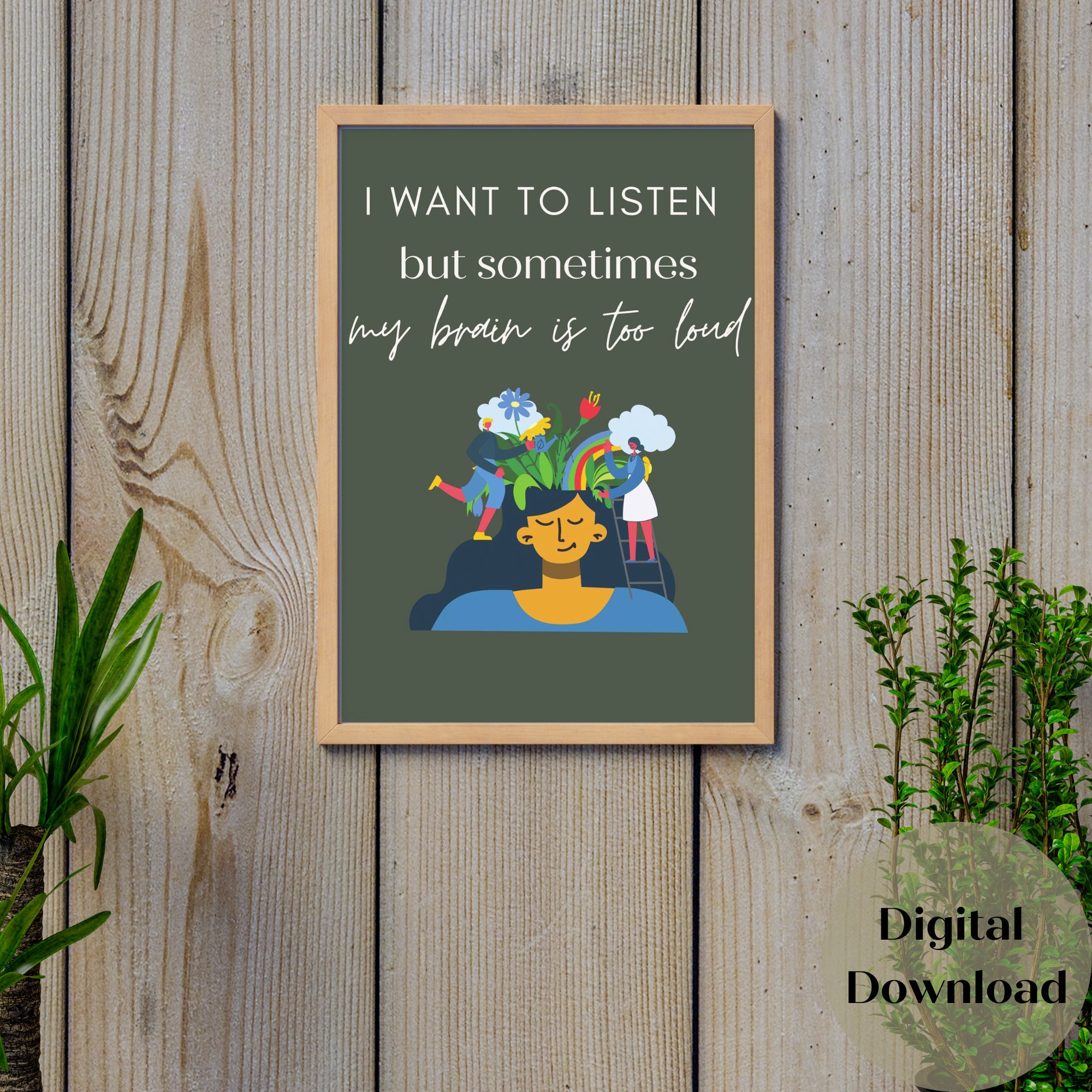 My Brain is Too Loud ADHD Printable Mental Health Poster - Etsy