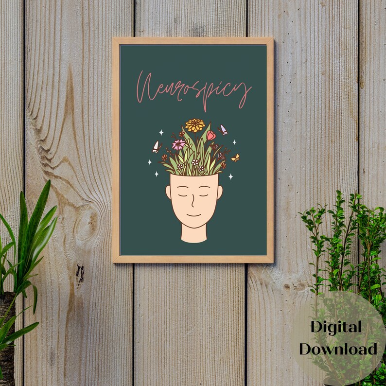 Neurospicy, Neurodivergent, ADHD Printable, Mental Health Poster, ADHD ...