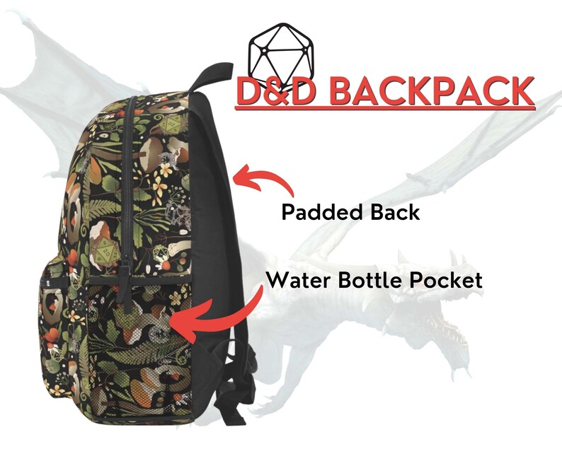 D20 Druid Mushroom Floral Pattern Dungeons and Dragons Backpack ...
