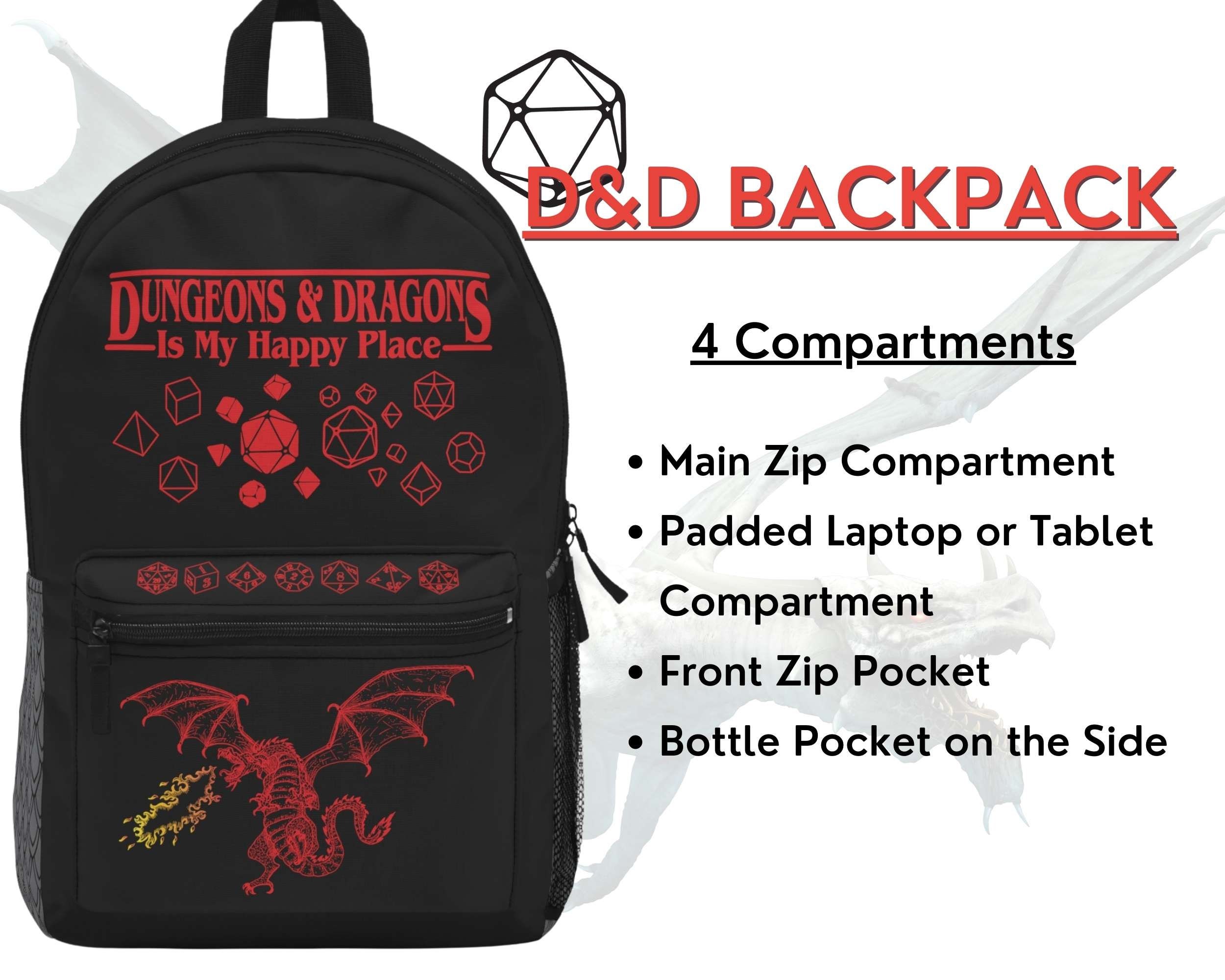 Dnd Backpack "dungeons & Dragons is My Happy Place" Stranger Dungeons ...