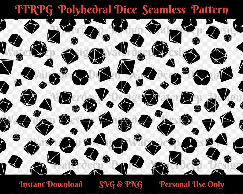 Polyhedral D20 Dice SVG Seamless Pattern File, RPG Dnd Tabletop Dice ...