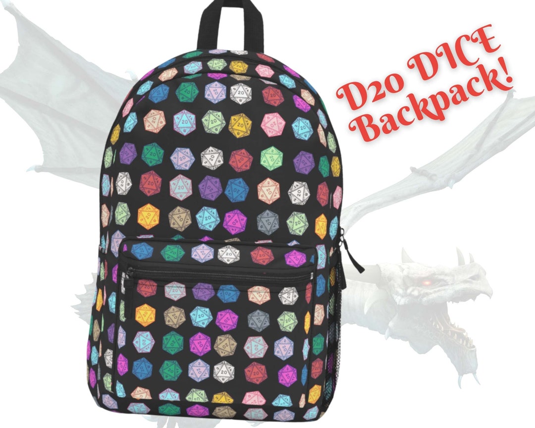 Bright D20 Dice Seamless Pattern Dungeons and Dragons Backpack, Back to ...