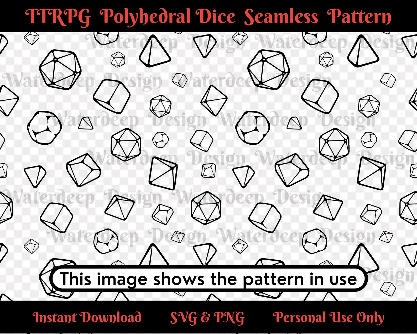 Polyhedral Dice Outline Seamless Pattern: RPG Dnd (SVG & PNG) - Etsy