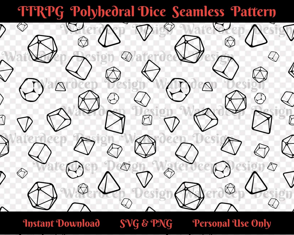 Polyhedral Dice Outline Seamless Pattern: RPG Dnd (SVG & PNG) - Etsy