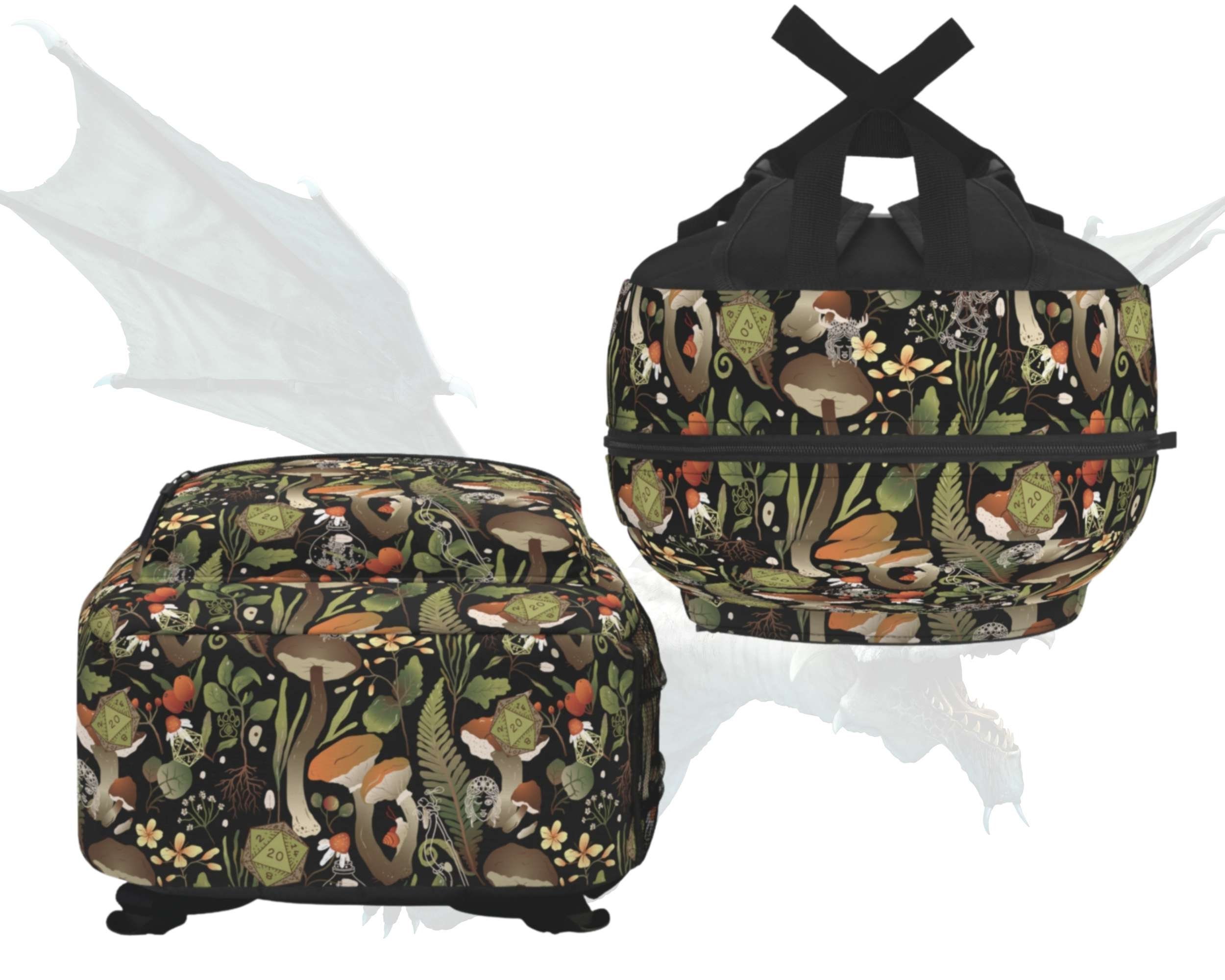 D20 Druid Mushroom Floral Pattern Dungeons and Dragons Backpack ...