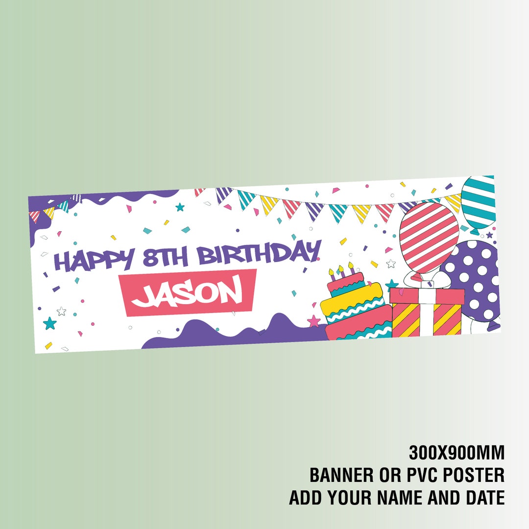 Happy Birthday Sticker Poster Banner 900x300 - Etsy