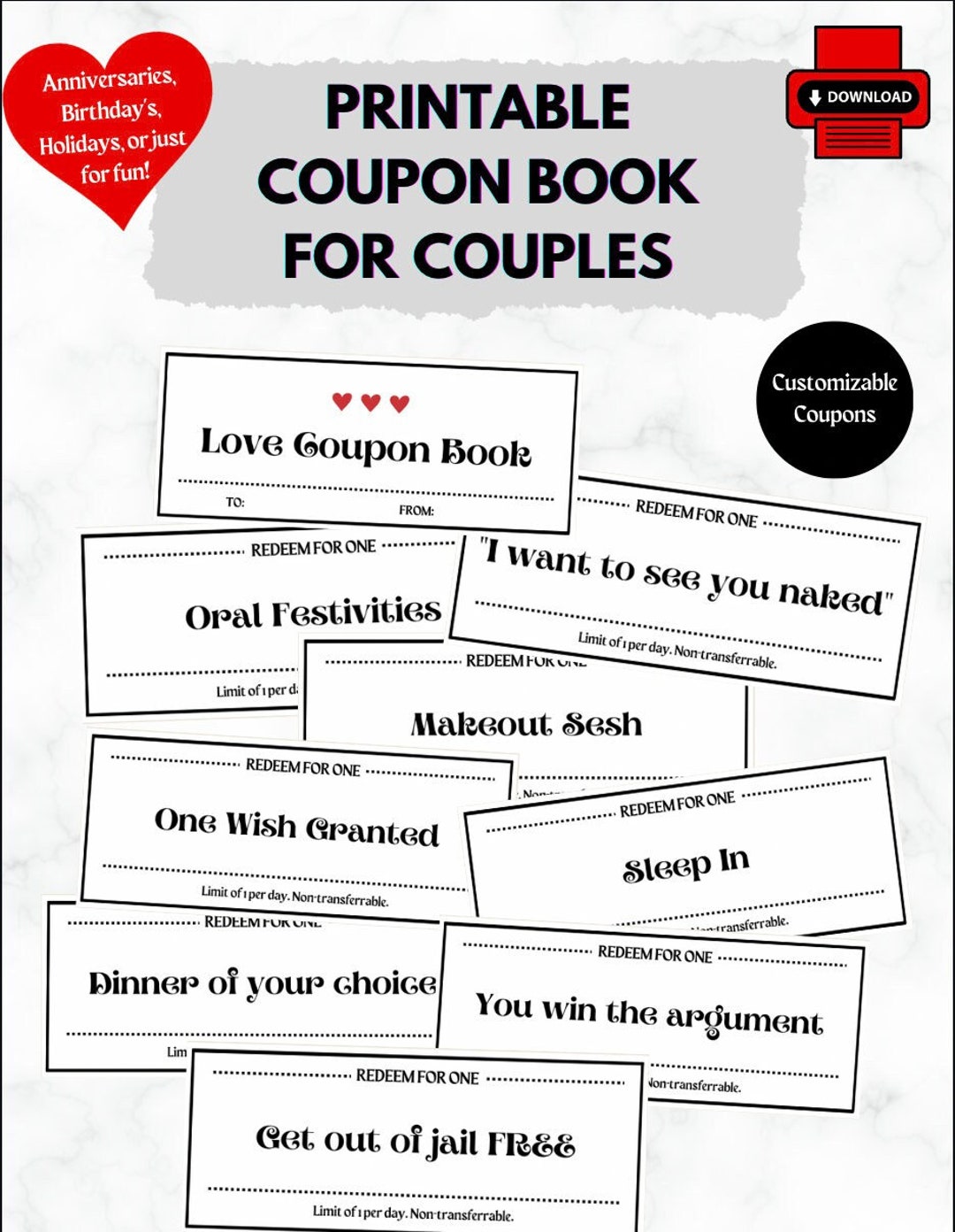 Love Coupons for Her for Him for Couples 30 Coupons - Etsy