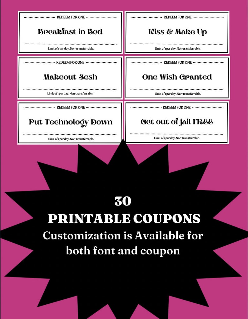 Love Coupons for Her for Him for Couples 30 Coupons - Etsy