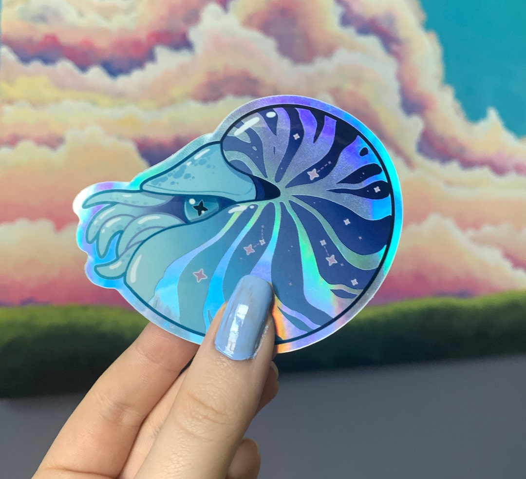 Nautilus Sticker - Holographic Vinyl Sticker With Pretty Deep Sea ...