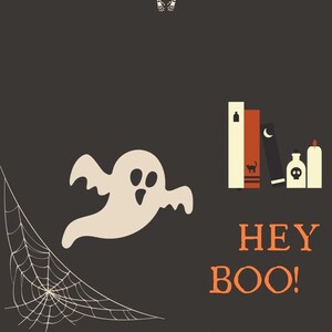 Hey Boo! Happy Halloween Printable Foldable Digital Card Download - Etsy